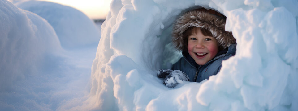 Kids Building A Snow Fort