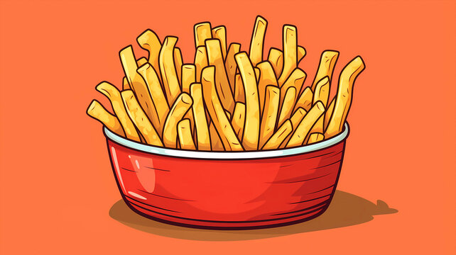 Cartoon Bowl Of French Fries