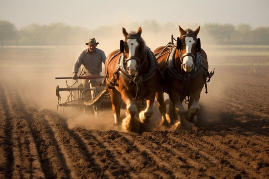 Farm Horses Working