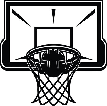 Black And White Basketball Hoop Clipart