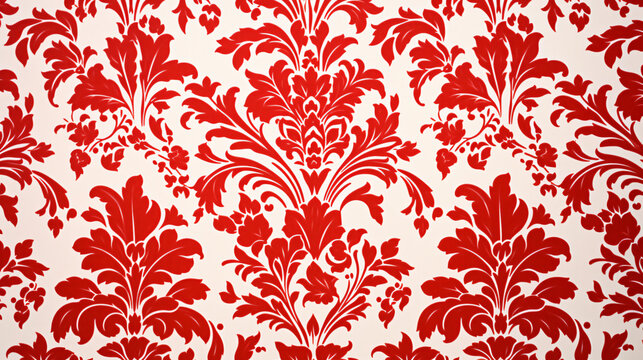 Red And White Damask Pattern