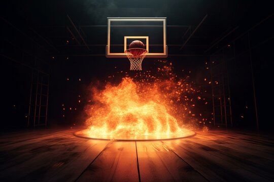 Basketball Hoop On Fire