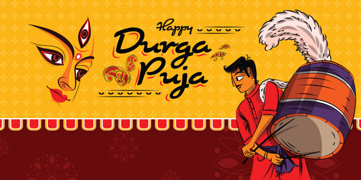 Durga Puja Dhak Clipart