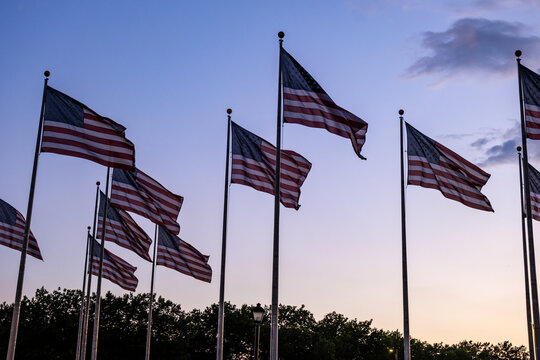 13 Colonies American Flag On Pole