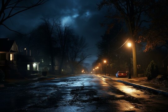 Dark Neighborhood Street