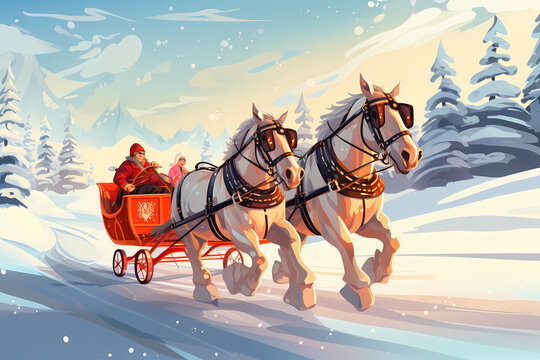 「Sleigh Ride Cartoon」の写真素材 | 7,460件の無料イラスト画像 | Adobe Stock