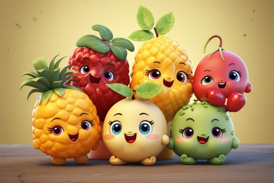 Cartoon Fruit Characters