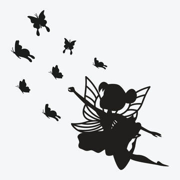 Tinkerbell Flying Silhouette Printable