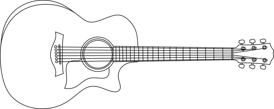 How To Draw An Acoustic Guitar Acoustic Guitar Drawing Images Free
