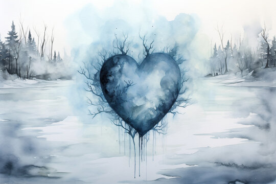 Frozen Human Heart Drawing