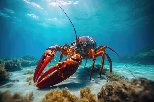 Live Lobsters In Ocean
