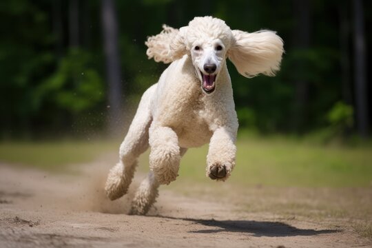 White Standard Poodle Running