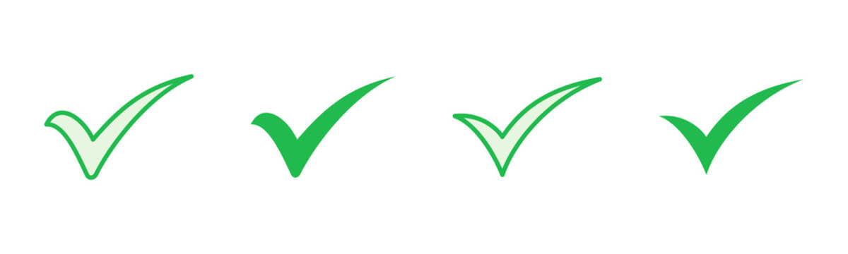 Green check mark icon. Simple flat style. Tick symbol, checkbox, white ... Green check mark icon. Simple flat style. Tick symbol, checkbox, white ...