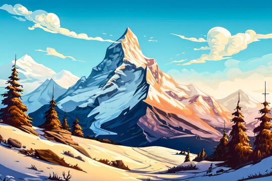Cartoon Mountain Big Mountain From Cartoon New Year Candy Vector Image