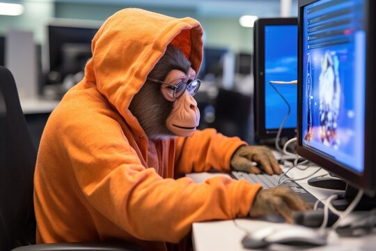 Monkey On Computer Images – Browse 3,806 Stock Photos, Vectors, and ...