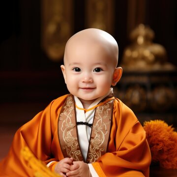 Buddhist Cute Monk Child