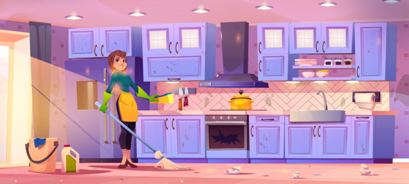 Clean Kitchen Cartoon