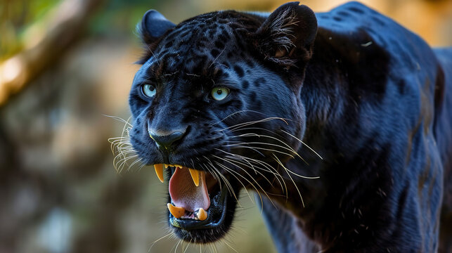 Panther Growling Side View