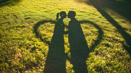 Shadow of a couple and heart shape, romantic and symbolic ...