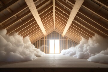 Foam sprayed insulated attic Generative Ai