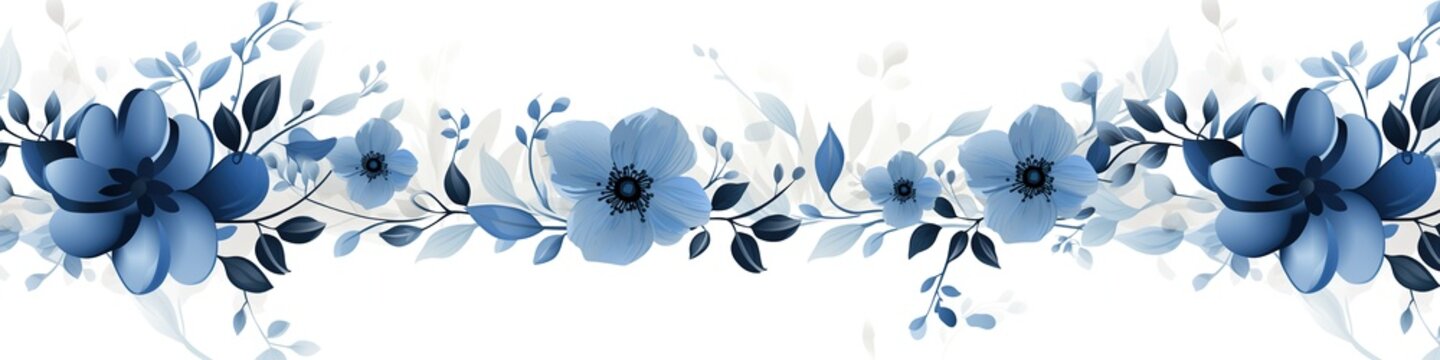 Blue Flower Border Line