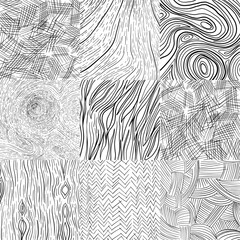 Sewing fabric with Hand-drawn line textures set. Scribbles, horizontal ...