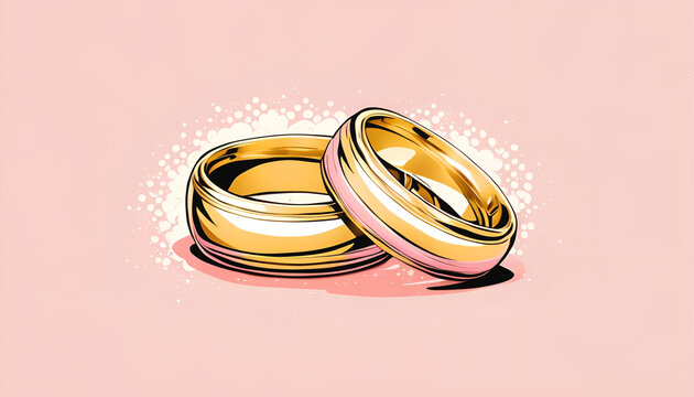 Cartoon Wedding Rings Together
