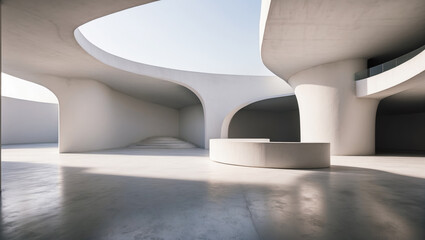 Modern Architectural Interior of Tall Building with Curved Overlapping ...