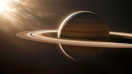 Shadow of Saturn on Rings, Captured by Cassini Spacecraft from Pikwizard