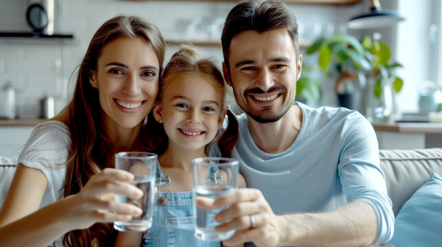 Family Drinking Water