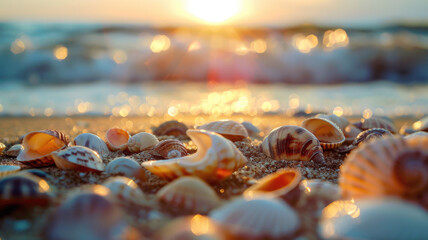 Beautiful HD wallpaper of sea shells on the sand