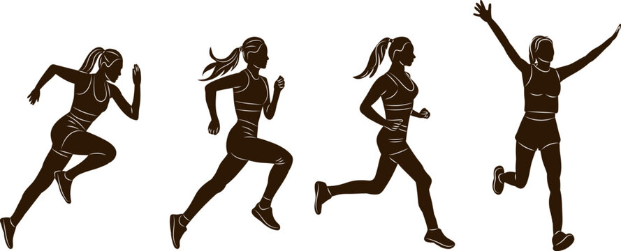 Girl Runner Silhouette Vector