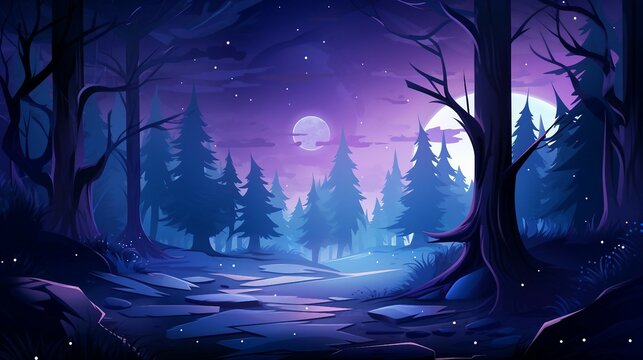 Dark Cartoon Forest Background