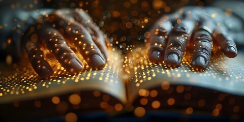 Boy Reading Braille Alphabet for Blindness Awareness Month from Pikwizard