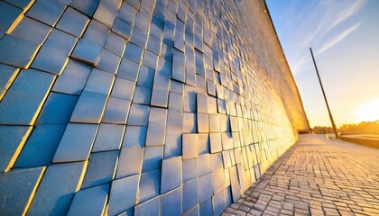 background a blue wall made of blue blocks stock background