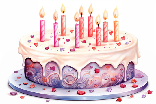Birthday Cake With Lots Of Candles Clipart