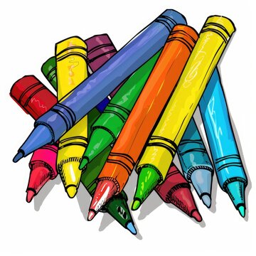Crayones Clipart Crayon Clipart Set 22 Full Color & BW Illustrations