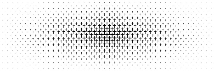 Sewing fabric with horizontal halftone of black cross from center ...