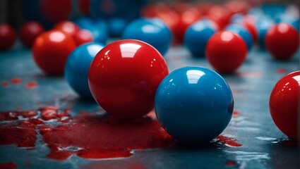 close up blue and red balls HD 8K wallpaper Stock Photographic Image