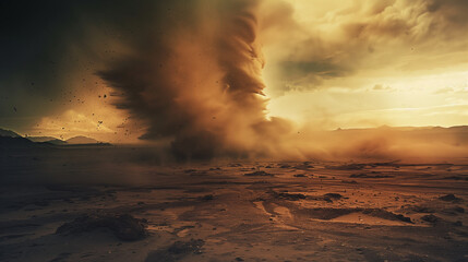 The tornado hit the desert with terrible force, the sand flying in the ...