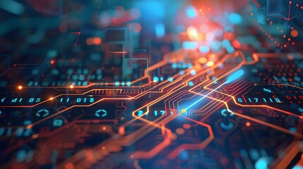 flat circuit technology vector illustration