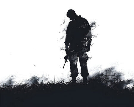 Soldier Crying Black And White