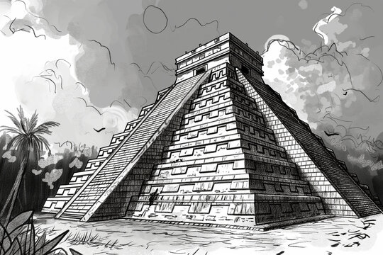 Mayan Ruins Drawing