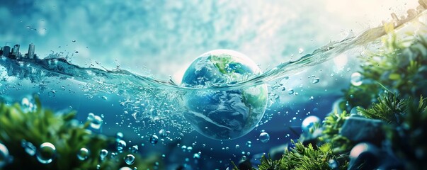 Blue Planet, Green Future Composite images blending photographs of ...