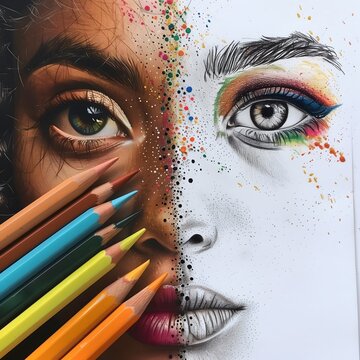 Half Face Drawing Images – Browse 26,405 Stock Photos, Vectors, and ...