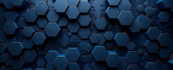 Abstract background with blue cubes. Futuristic high-tech metallic ...