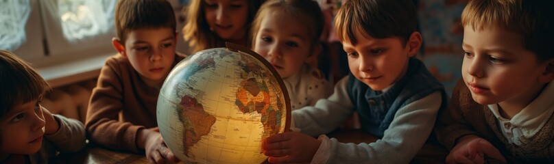 Young Girl Studying Globe for Geography Awareness Week from Pikwizard