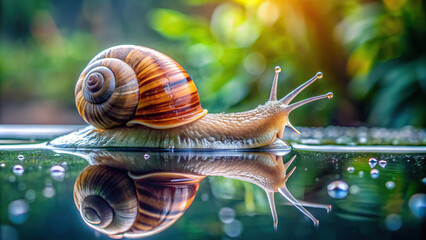Close-Up of Snail Crawling on Rock, Nature Background from Pikwizard