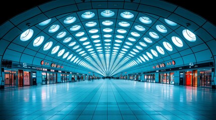 Modern Underground Train Station with Blue Lighting from Pikwizard