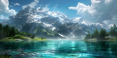 Enchanting Animated World with Majestic Mountains, Tranquil Lakes, and ...